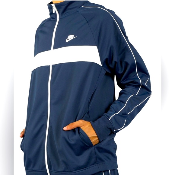 Nike | Jackets & Coats | Mens Nike Full Zip Windbreaker Track Jacket Navy And White Size Medium ...